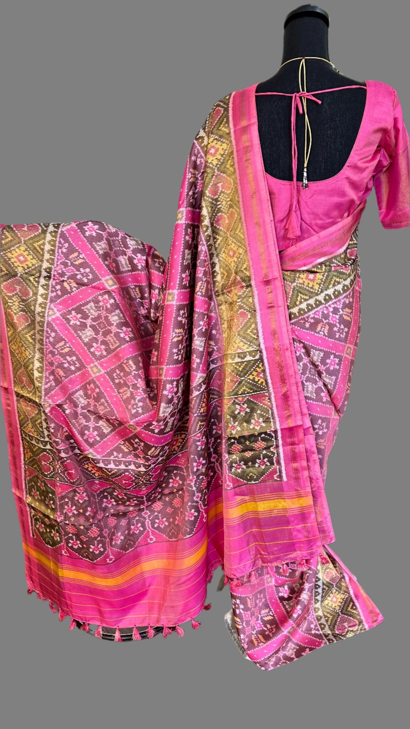 Pure Patola Silk Saree Pallu With Stitched Blouse - Etsy