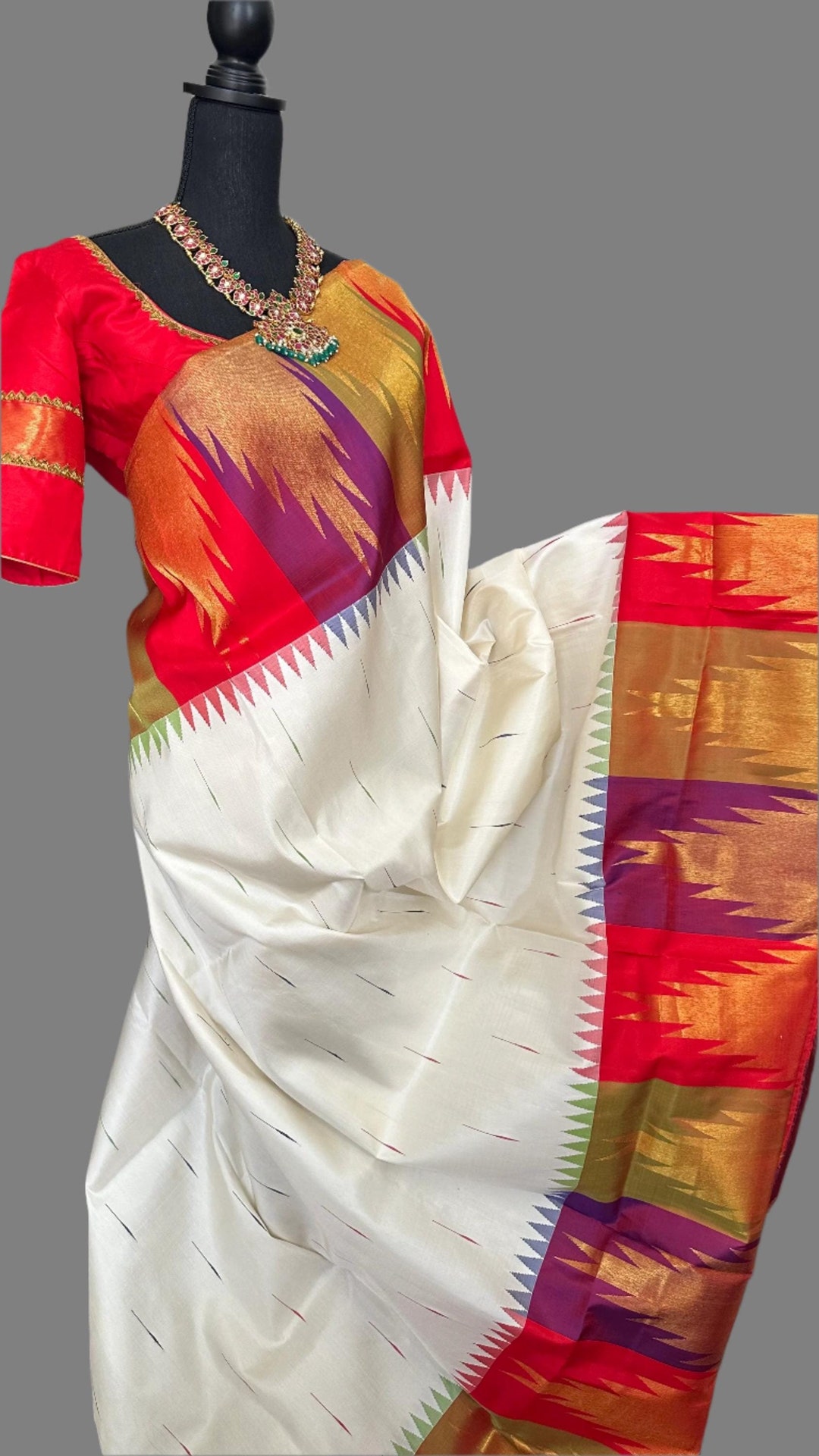 Ven Pattu Saree White Cream Paithanank Inspired Borders Pure Zari ...