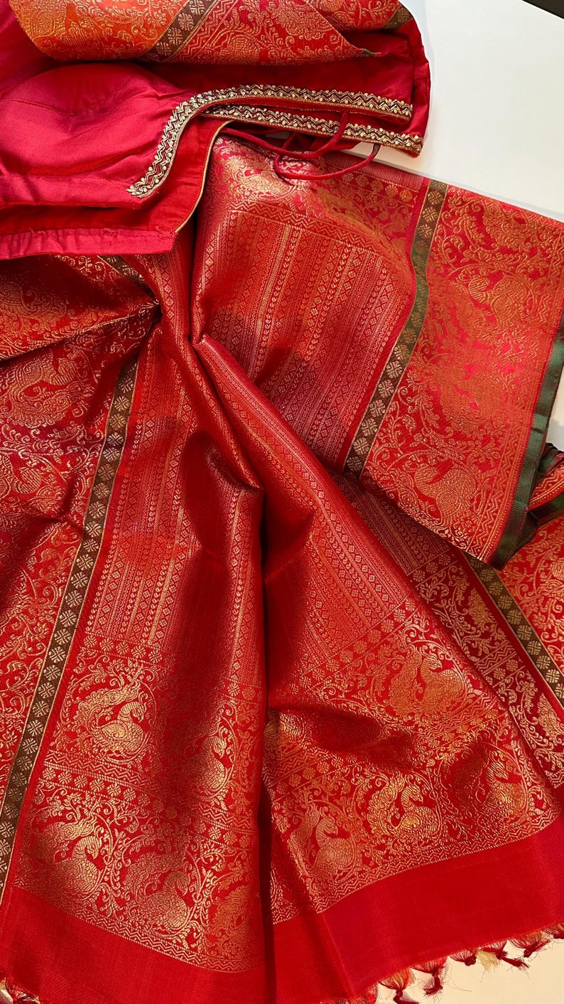Ven Pattu Saree White Cream and Red Pure Zari Kanjivaram Silk Saree ...