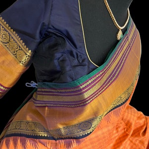 Orange Kanchi Pattu Saree Handwoven Kai Korvai Silk Saree With Ven ...