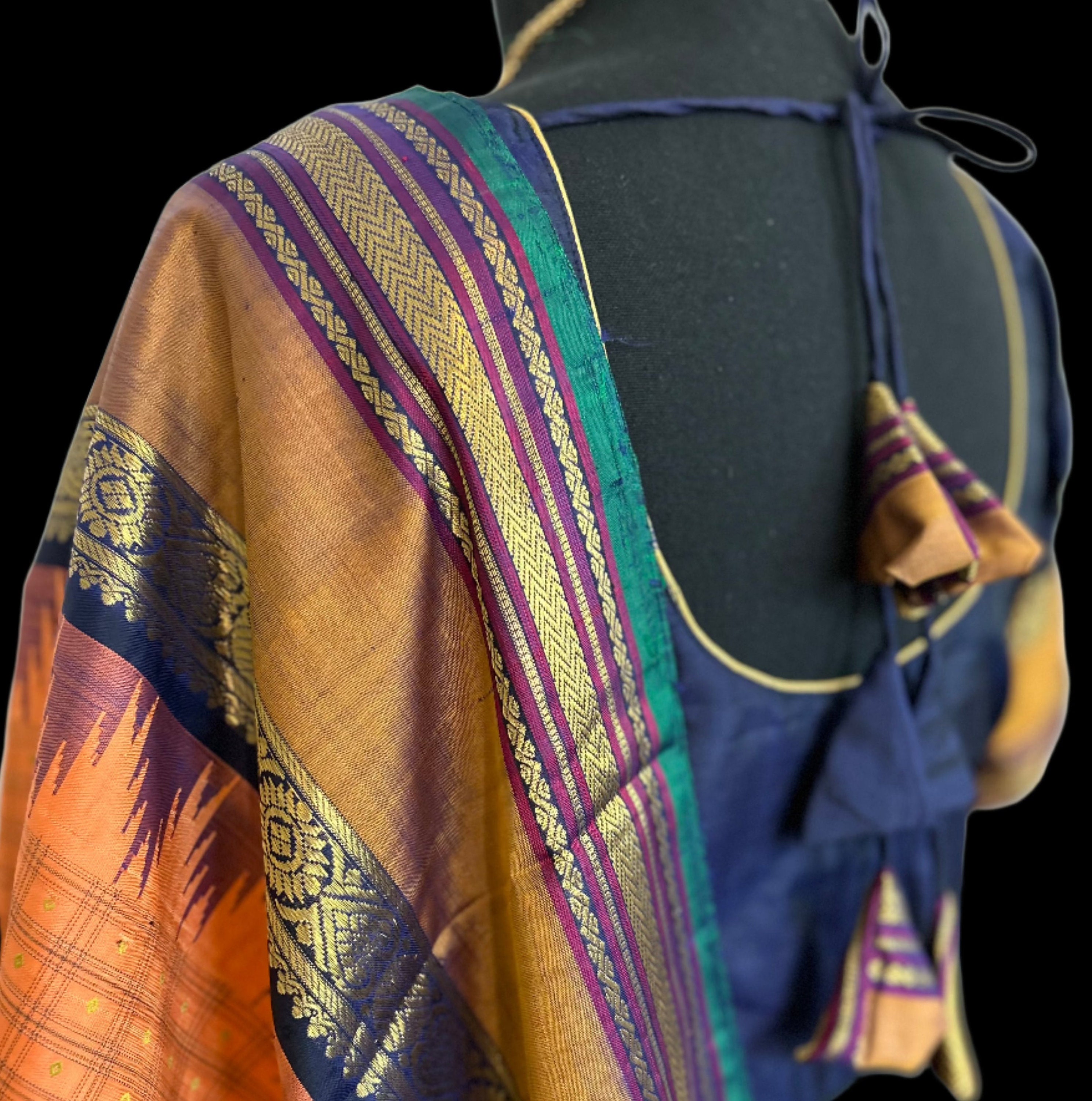 Orange Kanchi Pattu Saree Handwoven Kai Korvai Silk Saree With Ven ...