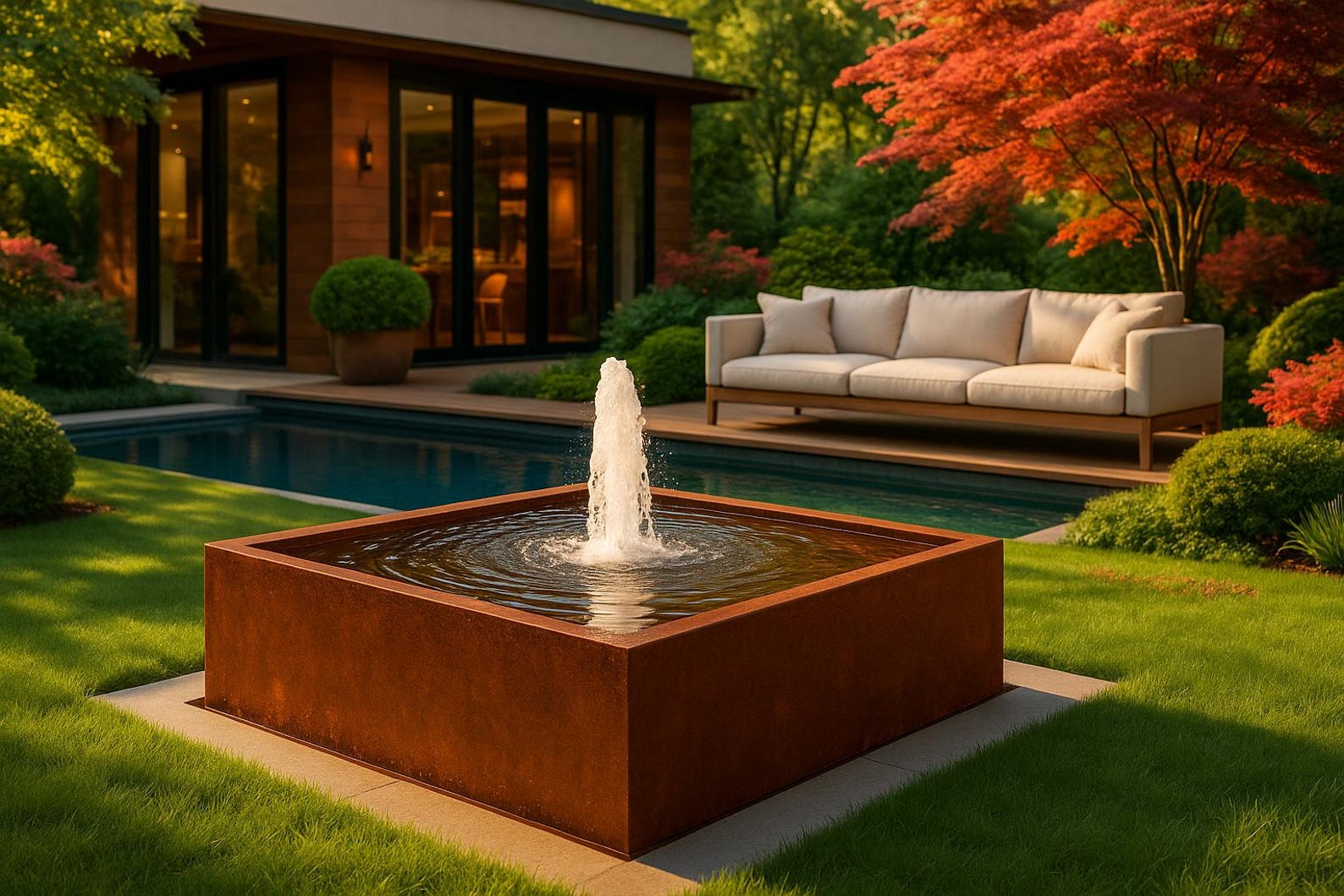 Corten Steel Water Feature: Modern Outdoor Fountain - Etsy
