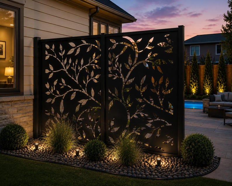 Custom Corten Steel Privacy Screen: Metal Wall Art, Garden Panel - Etsy