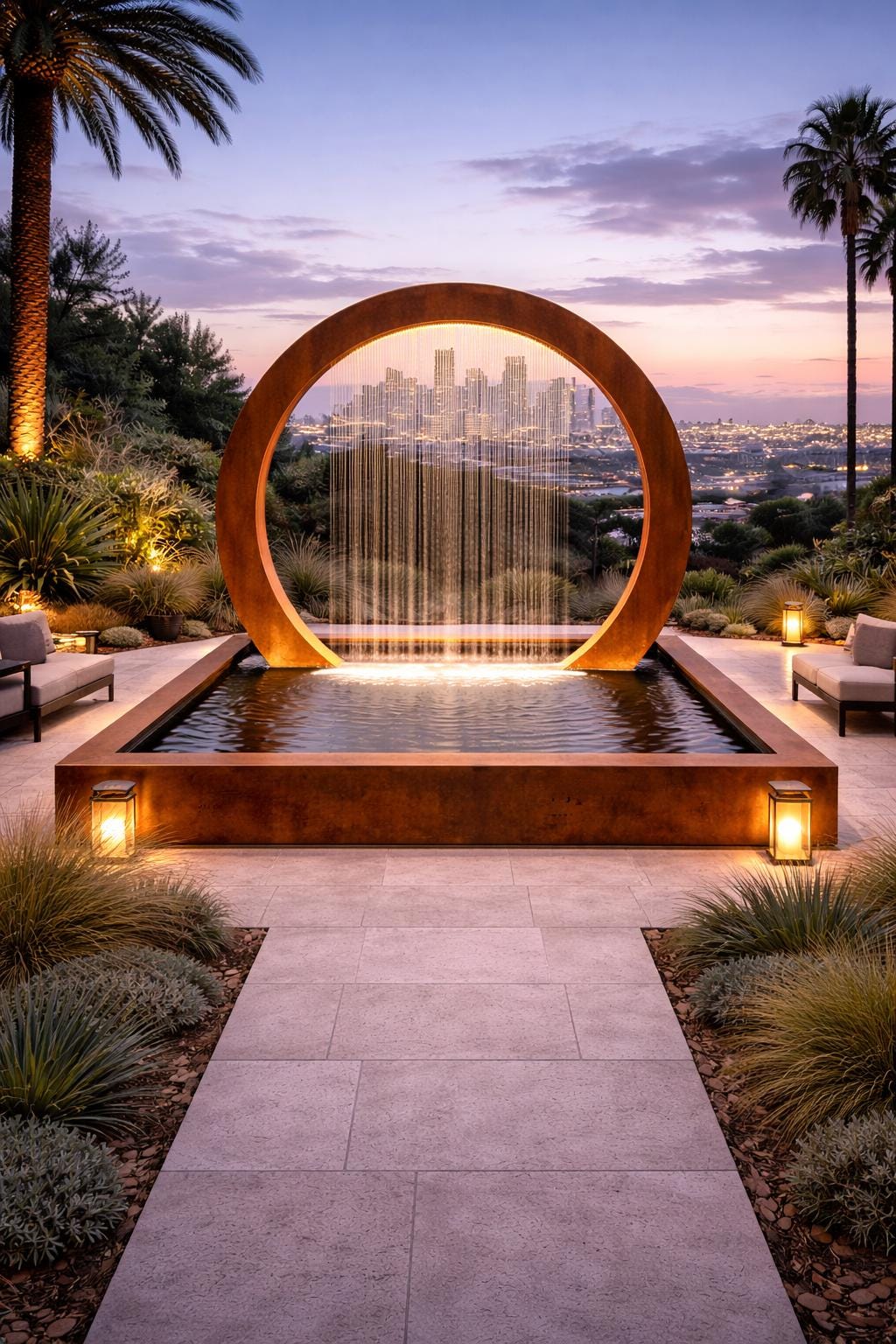 Corten Steel Waterfall Fountain, Modern Outdoor Reflecting Pool - Etsy
