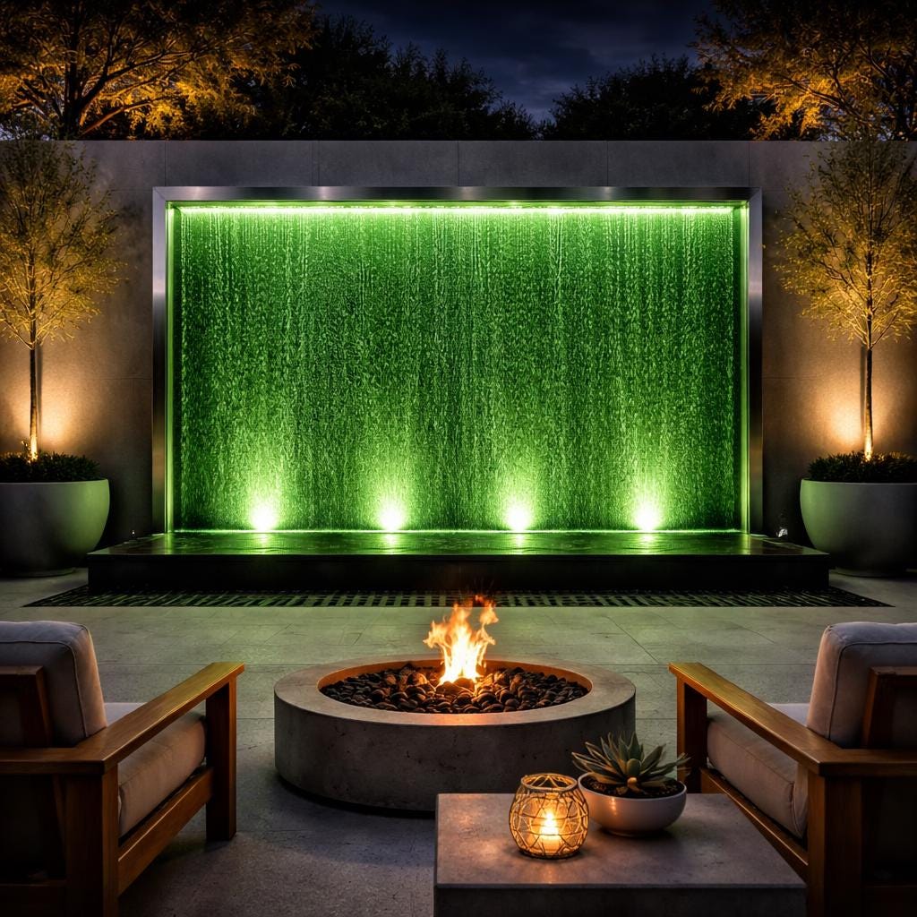 Stainless Steel LED Water Wall Fountain | Contemporary Indoor/outdoor ...