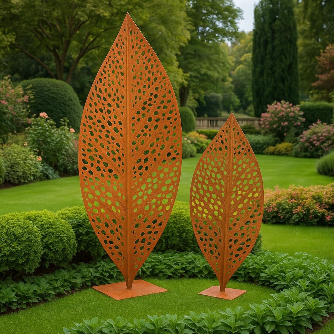 Corten Steel Leaf Sculptures: Modern Rust Garden Art (7' & 5.3') - Etsy