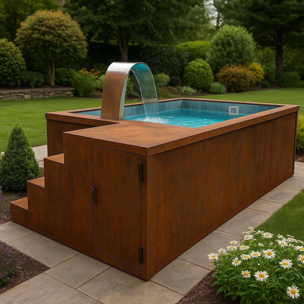 Custom Corten Steel Plunge Pool: Modern Outdoor Soaking Tub (5’x12’) - Etsy