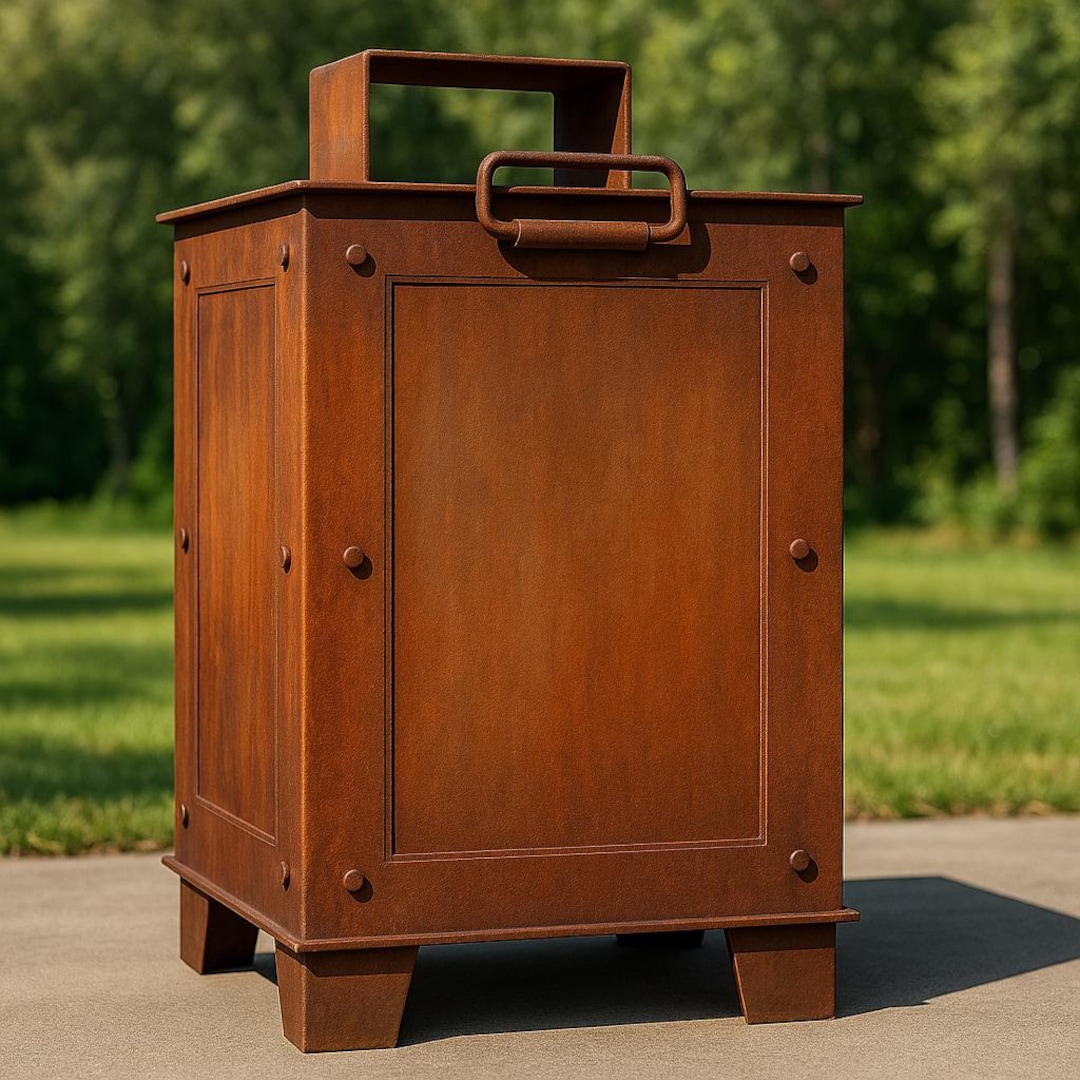 Custom Bear-proof Trash Can, Corten Steel Waste Bin| Heavy-duty ...