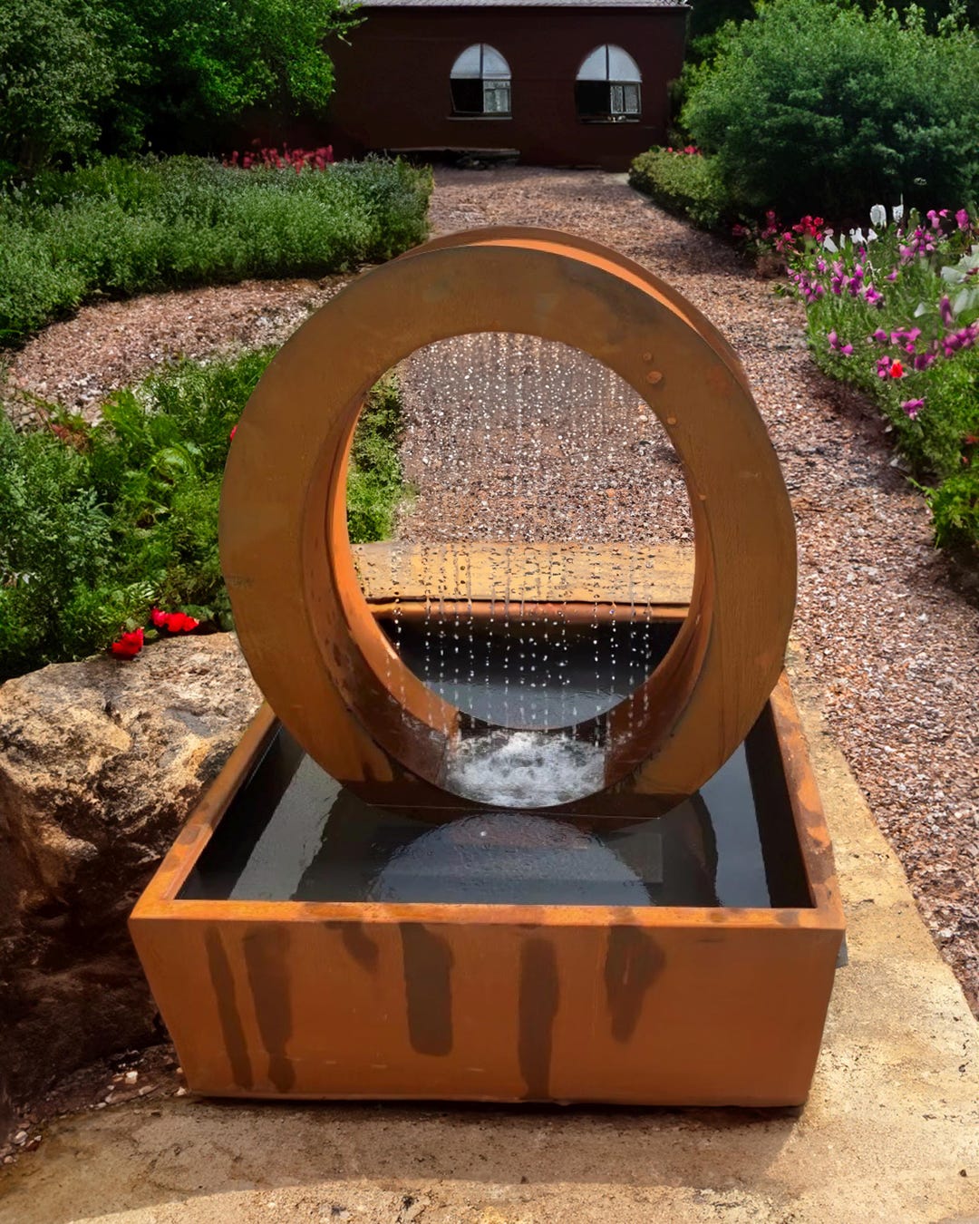 Sunset Stream Water Feature - Elegant Corten Steel for Outdoor Serenity ...