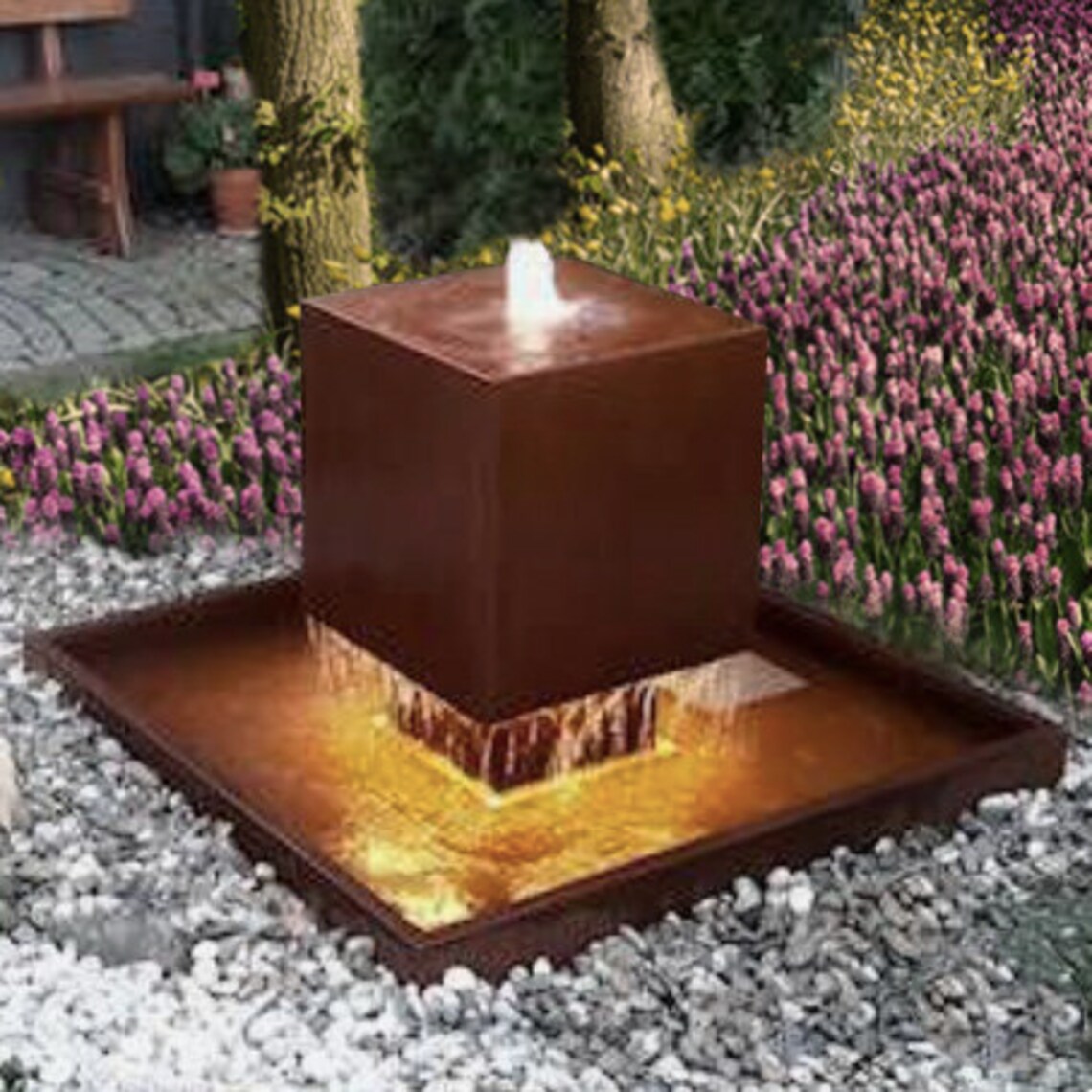 Custom Cube Floating Water Features Corten Steel Cube 2.5feet - Etsy