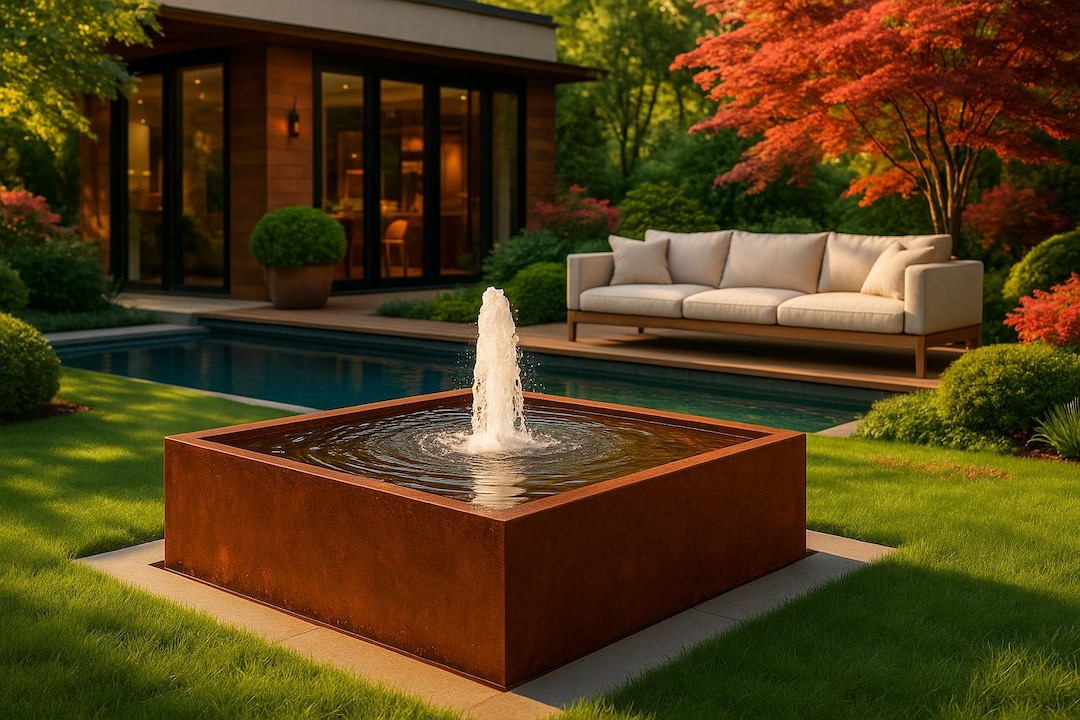 Modern Custom Made Corten Steel Water Feature-square Infinity Edge - Etsy