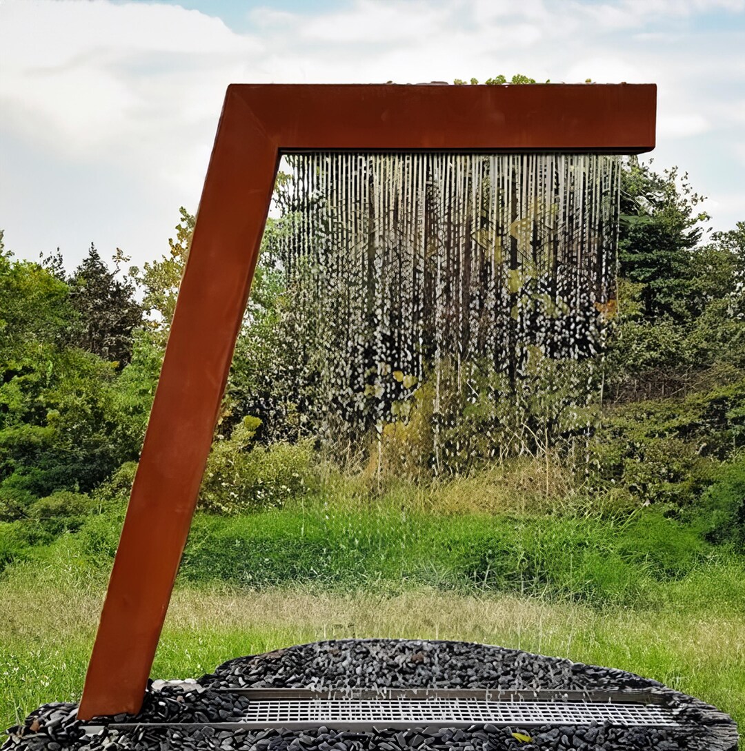 Modern Custom Made Corten Steel Water Feature-angular Rain Feature ...