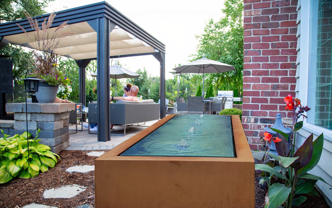 Corten Steel Water Feature: Modern Outdoor Waterfall Fountain for ...