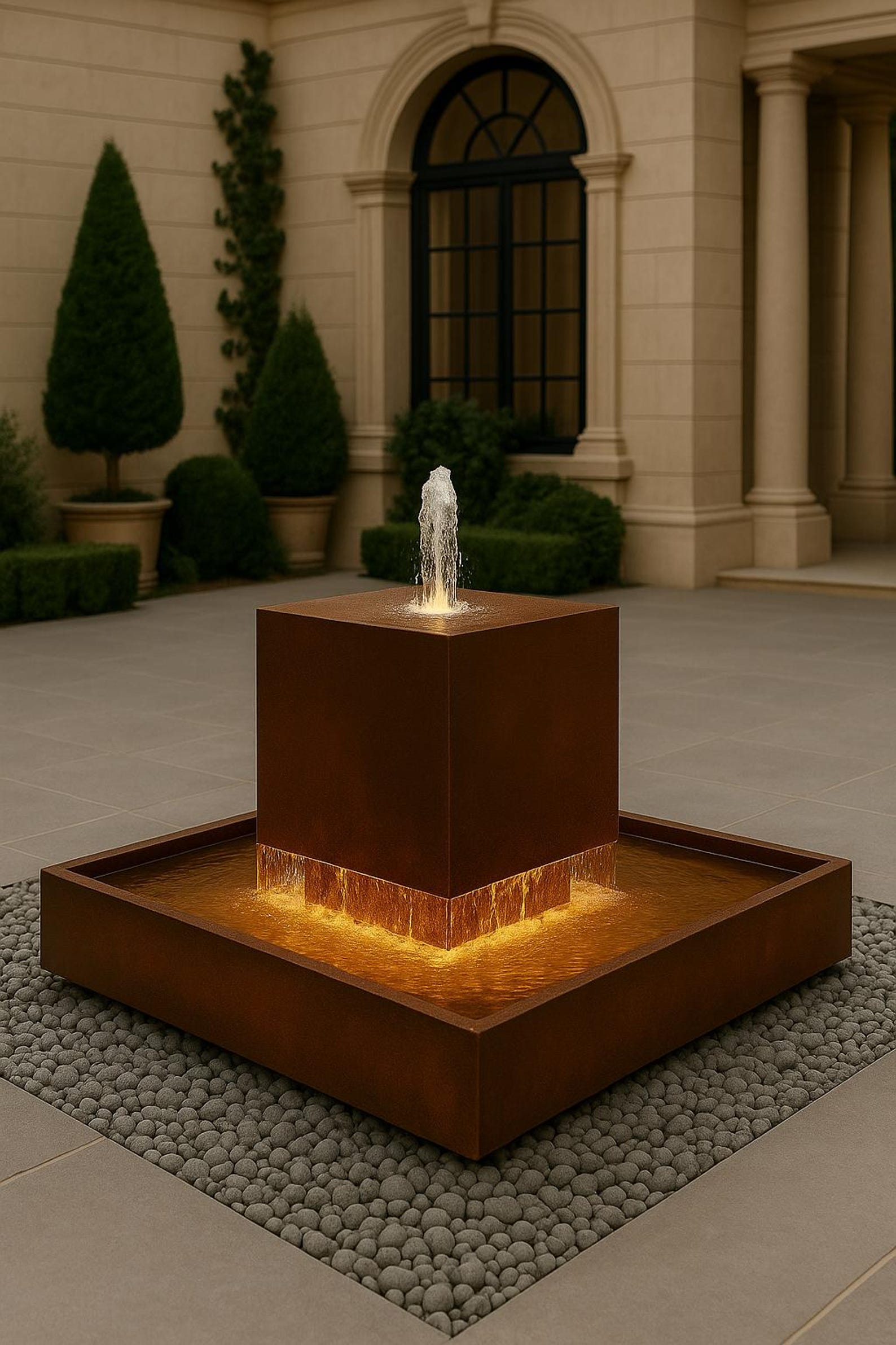 Modern Corten Steel Water Feature: 30" Cube With 48" Basin - Etsy UK