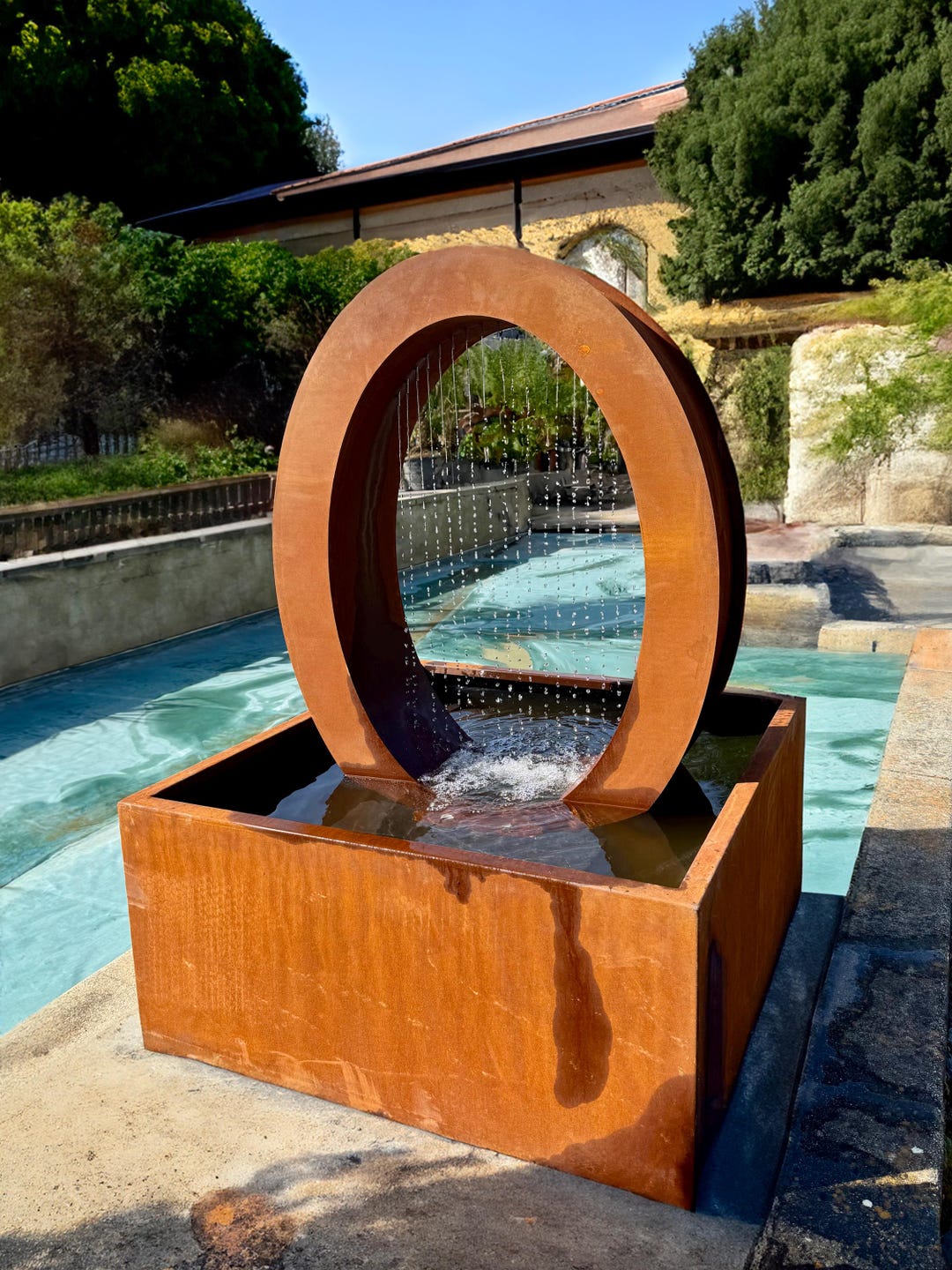 Sunset Stream Water Feature - Elegant Corten Steel for Outdoor Serenity ...