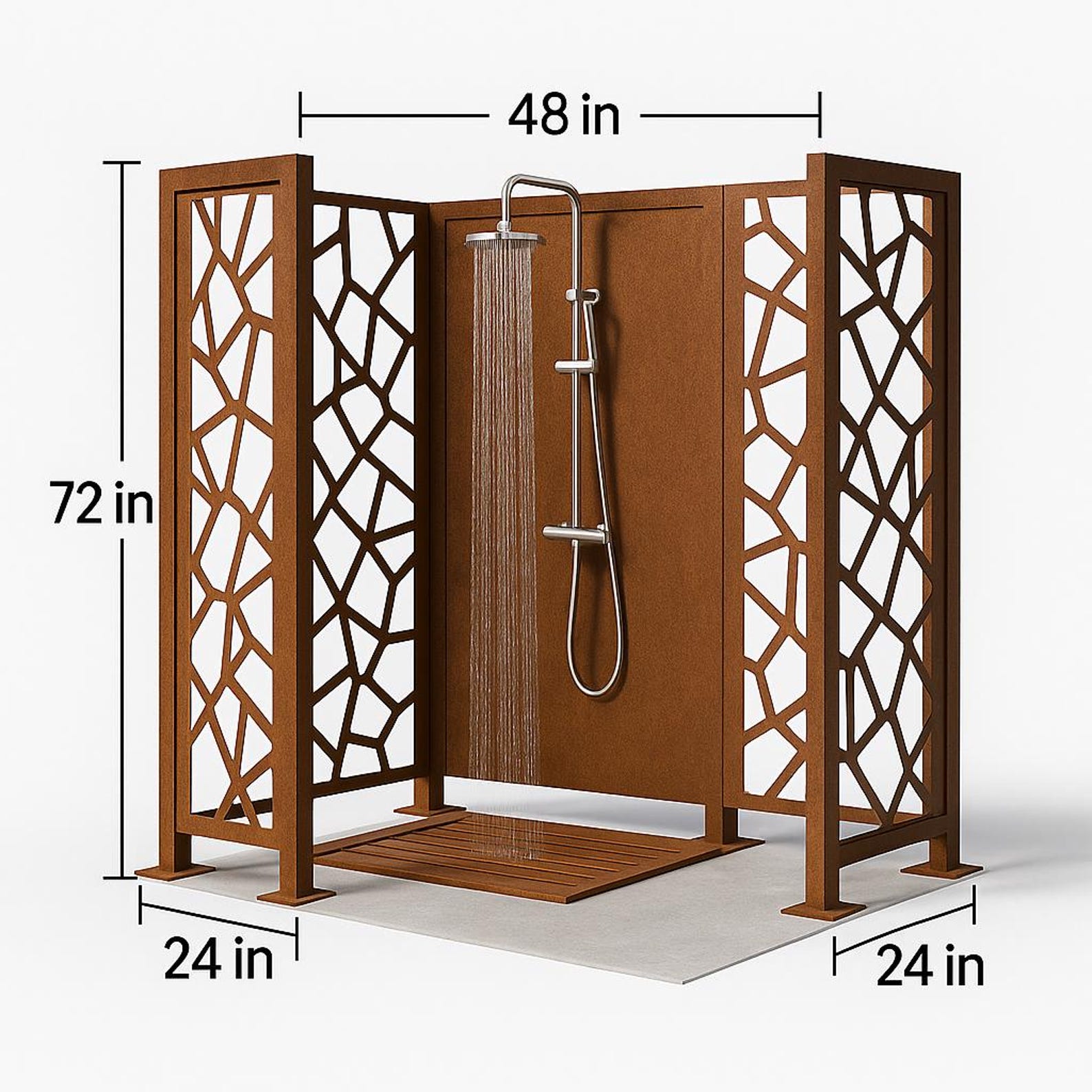 Modern Outdoor Shower Privacy Screen Kit – Corten Steel Panels With ...