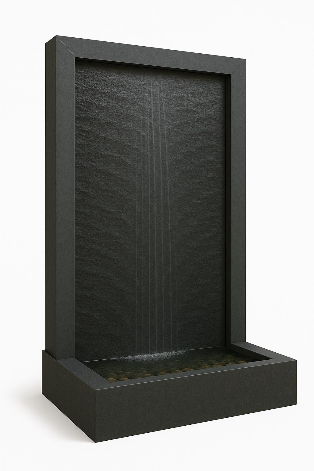 Custom Luxury Indoor Water Feature in Black Slate Finish – Custom Sizes ...
