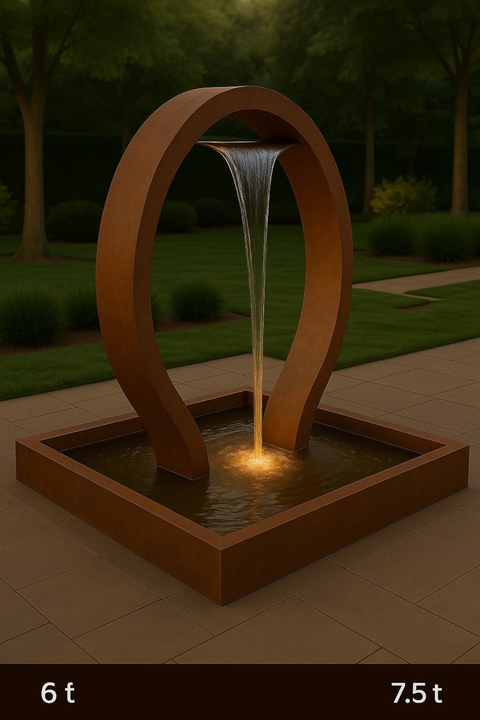 Custom Corten Steel Infinity Arc Fountain – Luxury Modern Water Feature ...