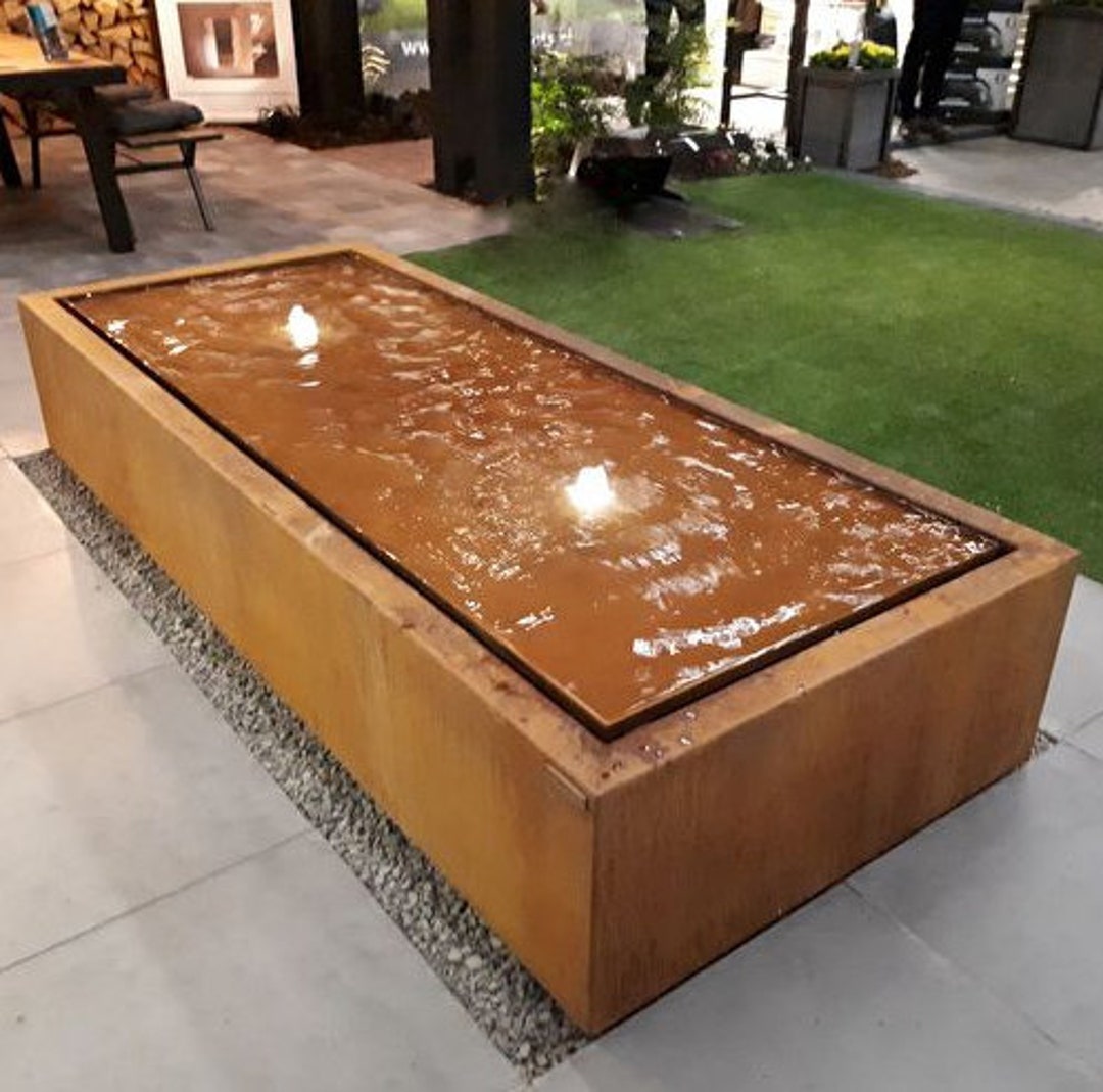 Modern Custom Made Corten Steel Water Feature-rectangular Infinity Edge ...