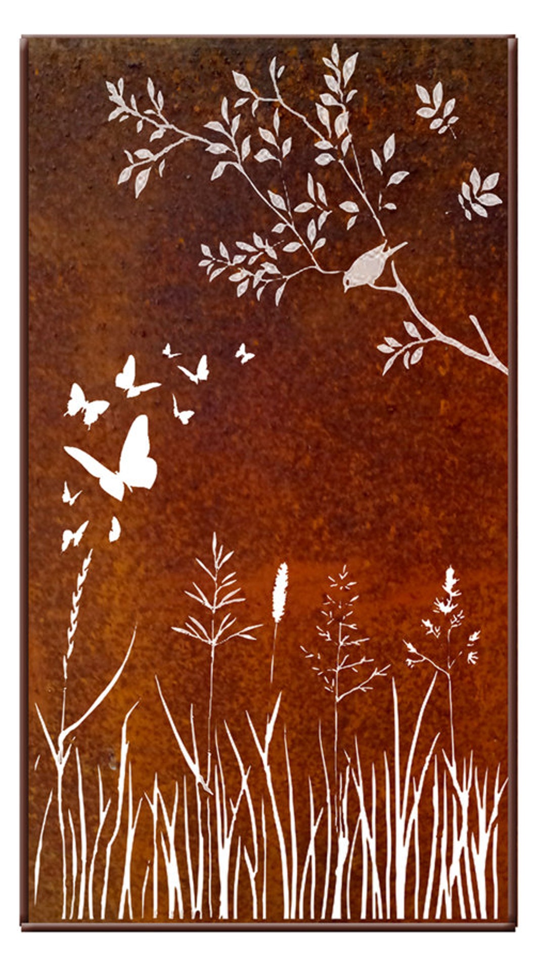 Custom Metal Privacy Screen: Outdoor Wall Art, Bird & Butterfly Panel ...