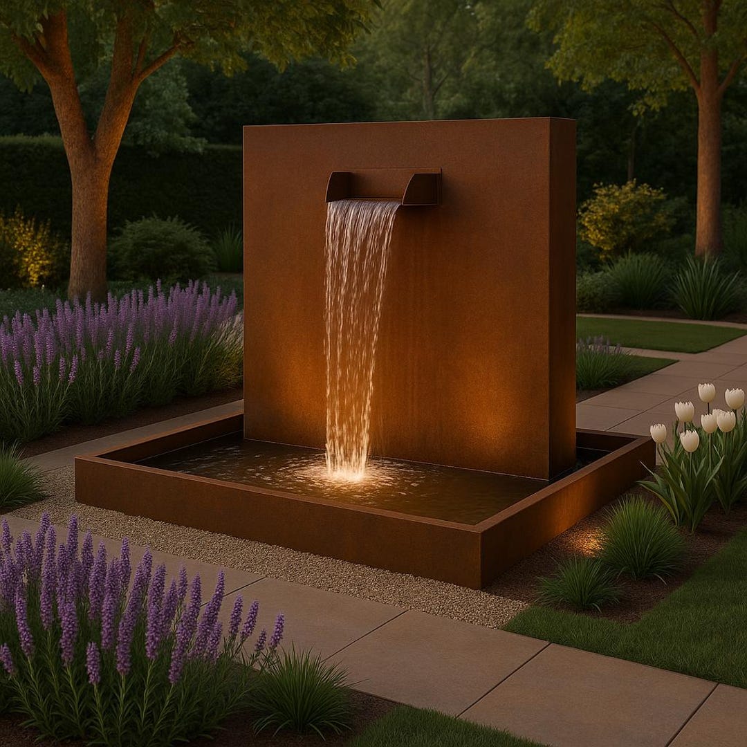 Modern Custom Made Corten Steel Water Feature- - Etsy