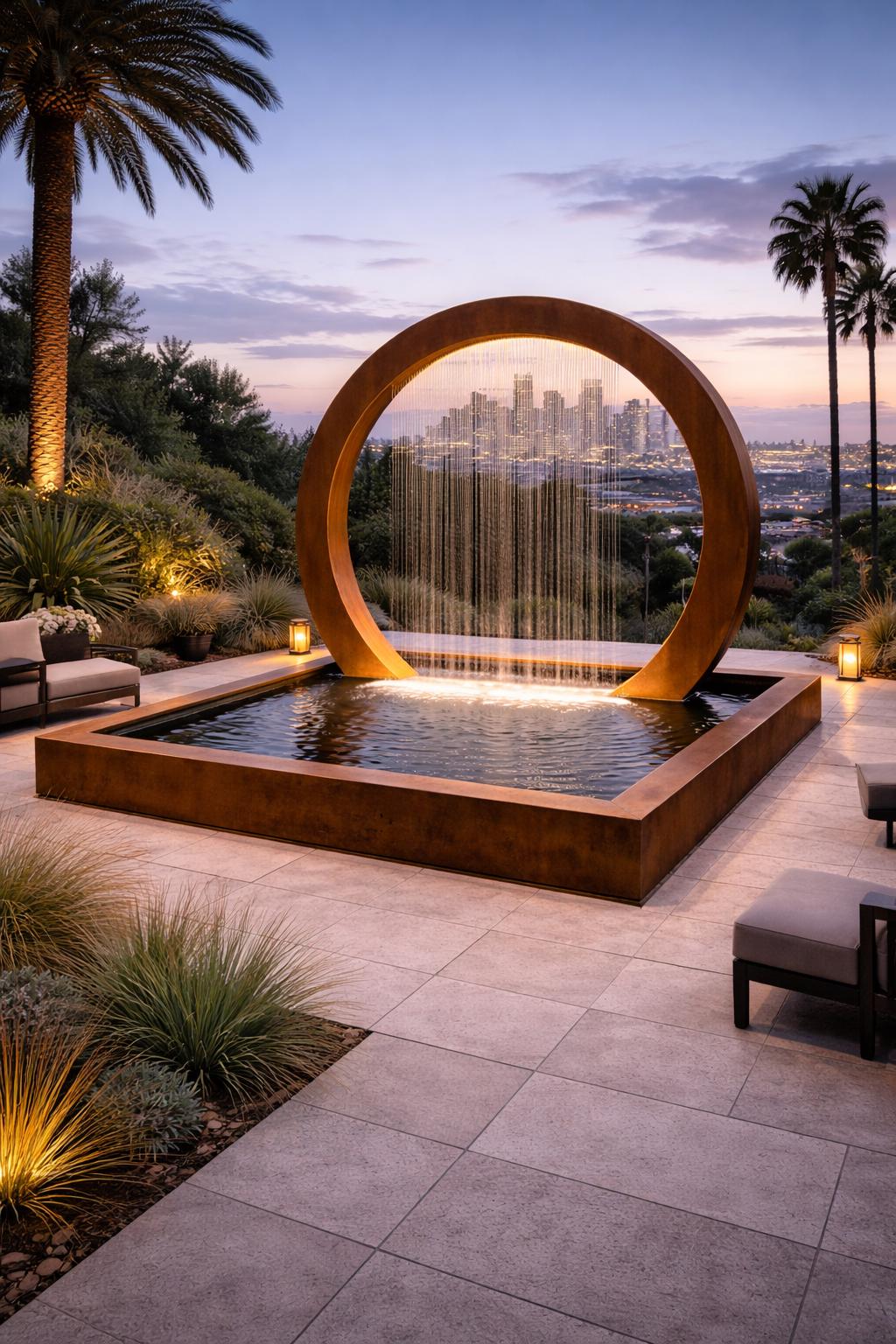 Corten Steel Waterfall Fountain, Modern Outdoor Reflecting Pool - Etsy