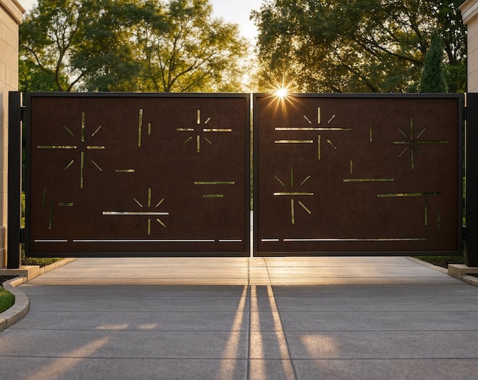 Unique Solid Lines Design Driveway Gate | Custom Metal Entrance Gate ...