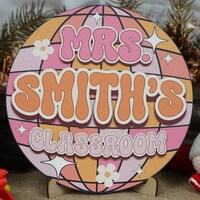 Teacher Disco Ball Door Hanger | Classroom Door Hanger | Custom Teacher ...