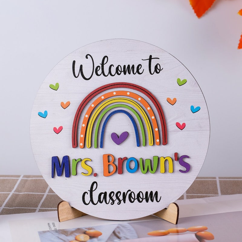 Rainbow Teacher Sign - Etsy