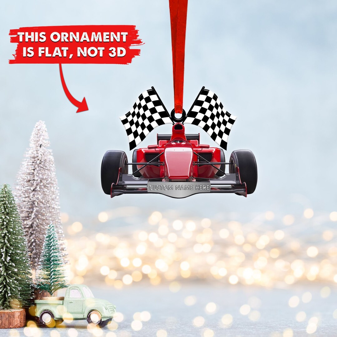 Personalized F1 Racing Car and Flag Ornament, Acrylic Racing Car ...