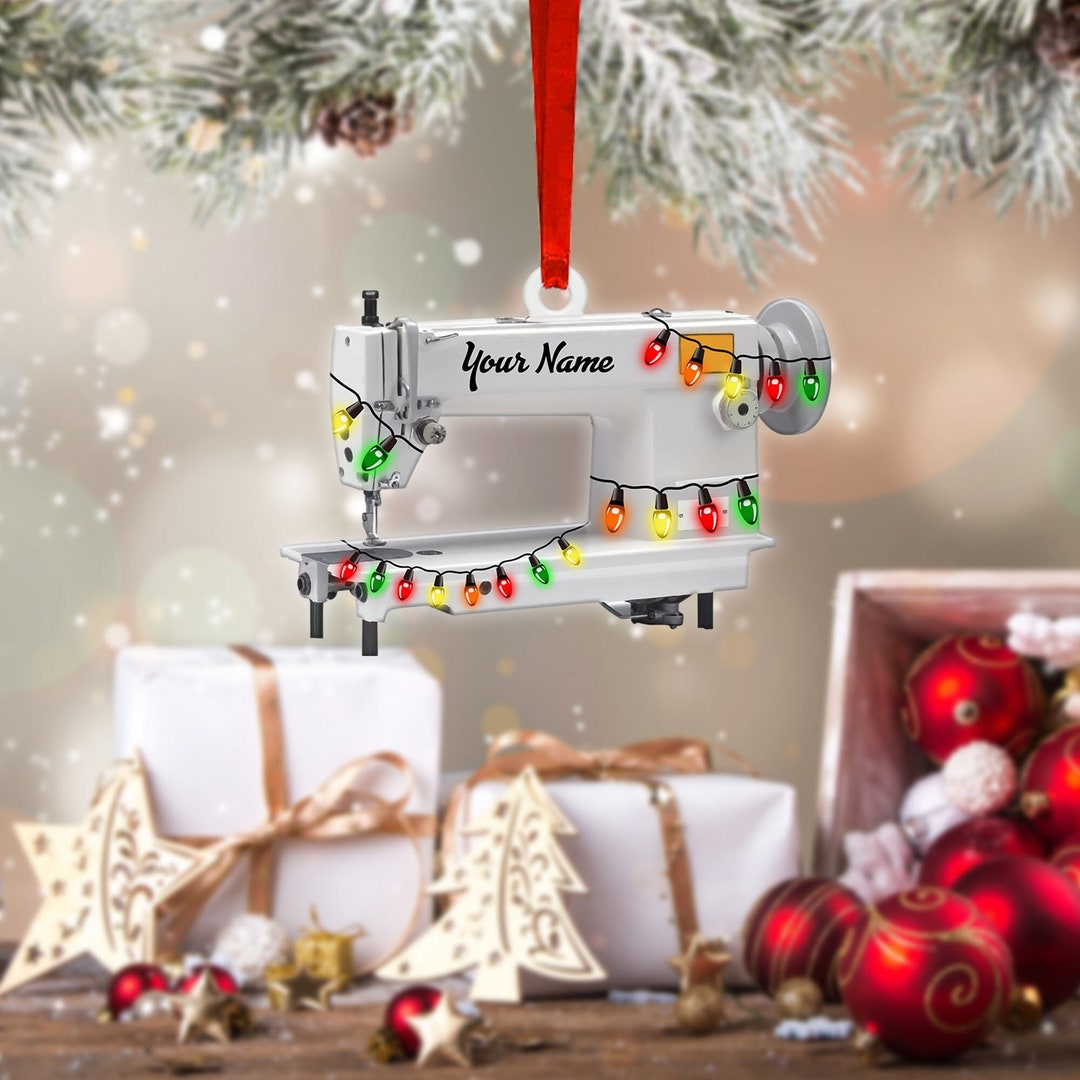 Personalized Sewing Machine With Christmas Lights Ornament, Custom ...