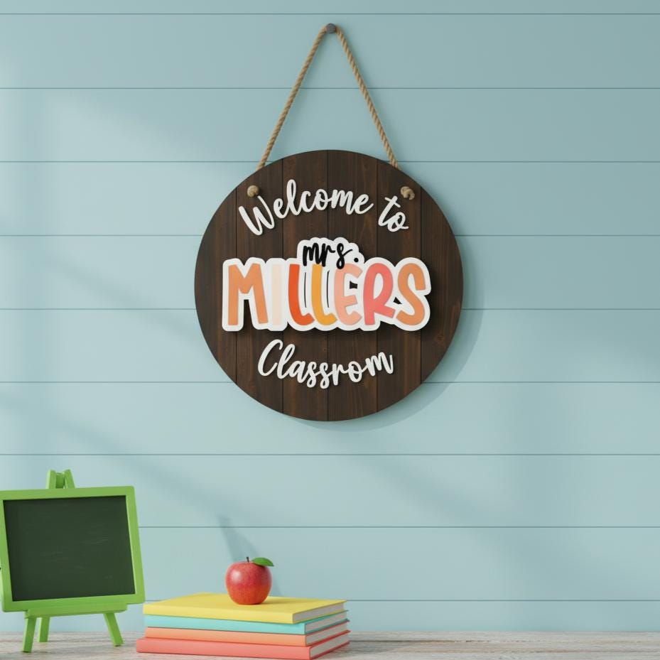 Personalized Teacher Name Sign, Custom Wooden Door Hanger, Gifted ...