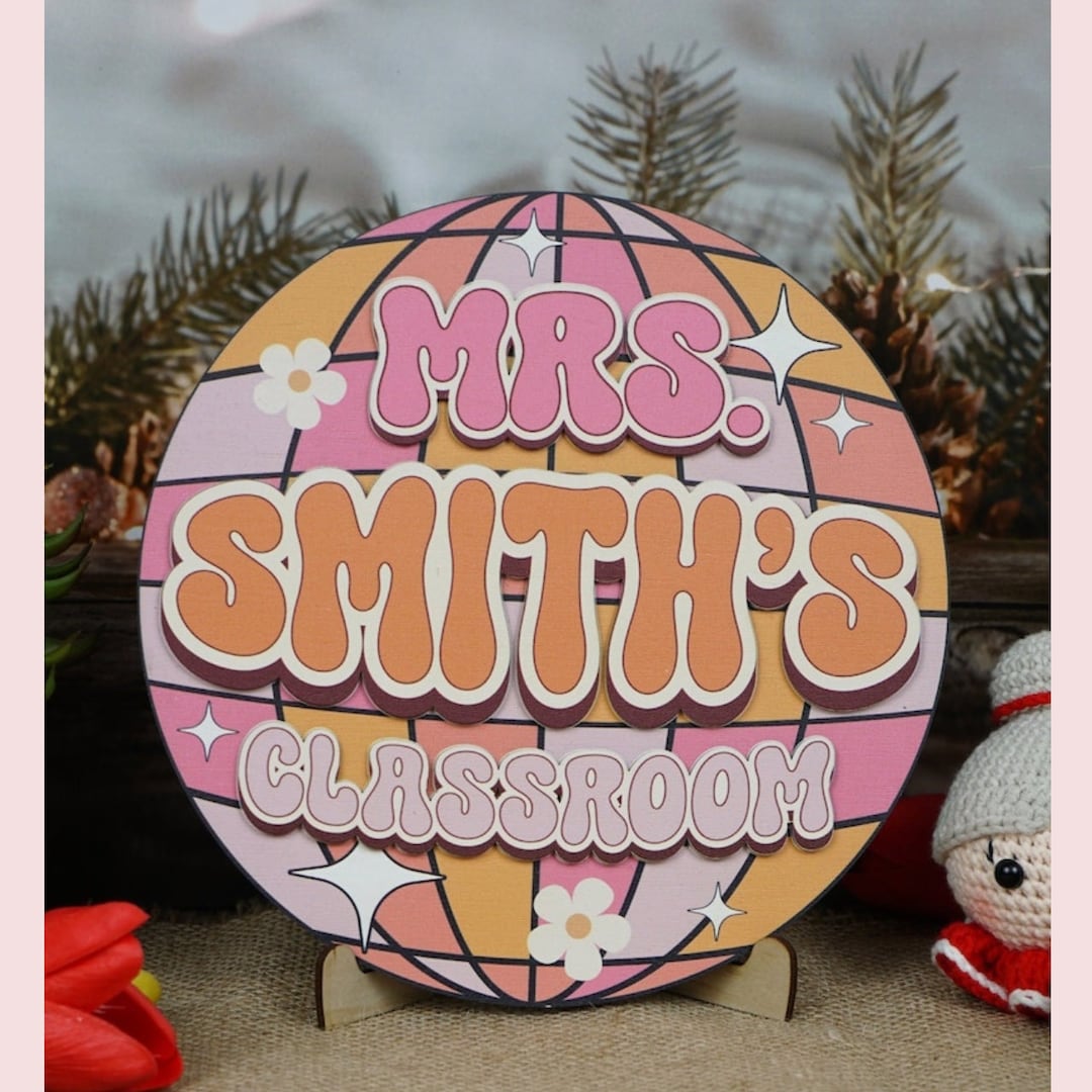 Disco Classroom Door Sign, Groovy Teacher Door Hanger, Back to School ...