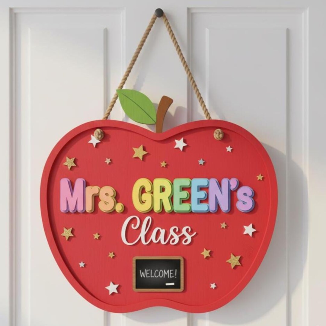 Personalized Teacher Name Sign, Custom Wooden Door Hanger, Gifted ...