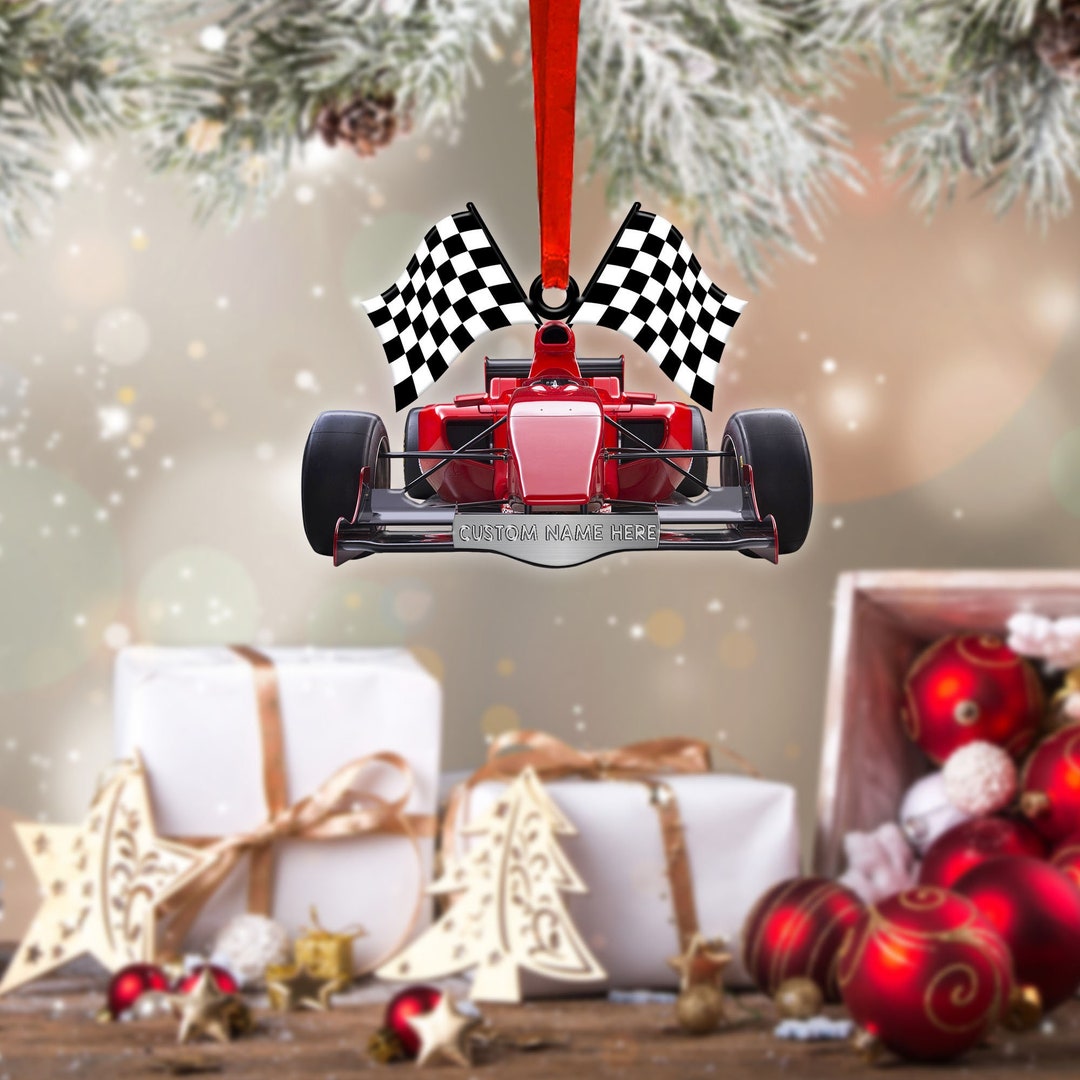 Personalized F1 Racing Car and Flag Ornament Acrylic Racing - Etsy