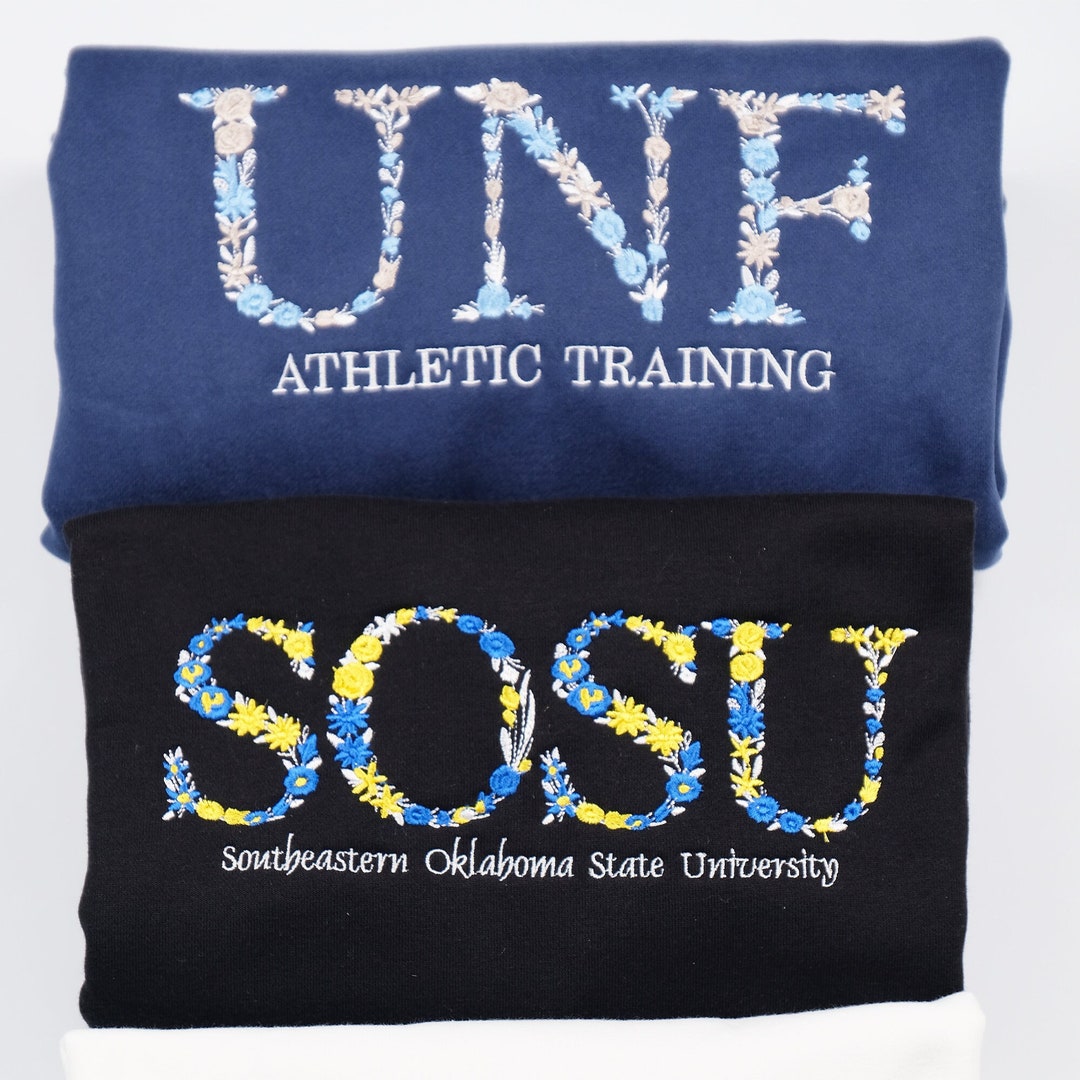 Embroidered Floral Letter University Sweatshirt, Flower Letter College ...