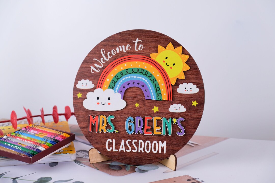 Custom Teacher Door Hanger, Personalized Teacher Name Door Sign ...