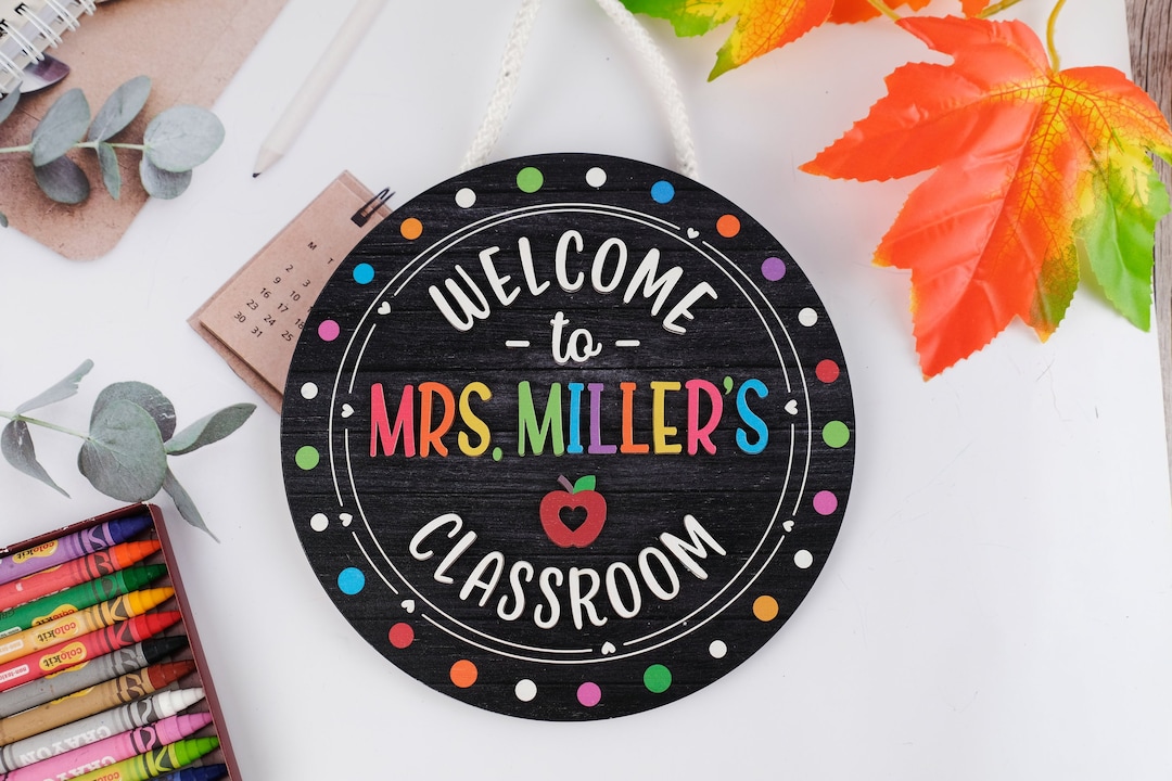 Personalized Teacher Door Sign, Custom Teacher Name, Classroom Welcome ...