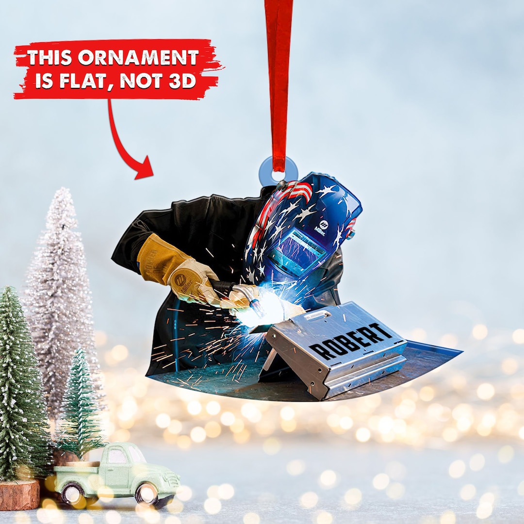 Personalized Welder Christmas Flat Ornament, Custom Welder Ornament ...