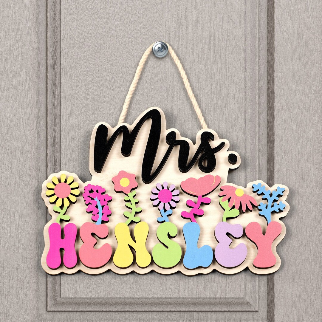 Custom Teacher Name Door Sign, Personalized Back to School Gifts ...