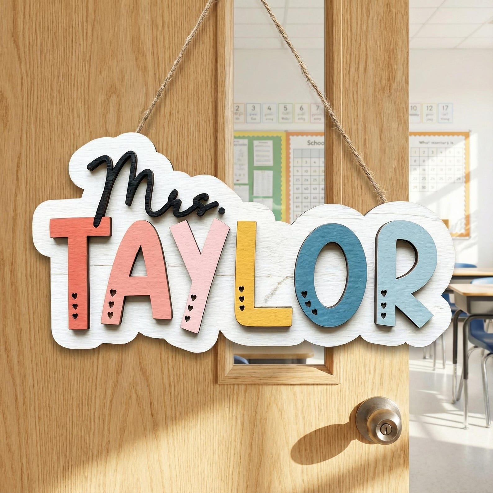 Custom Teacher Door Sign, Personal Classroom Door Decor, Hanger ...