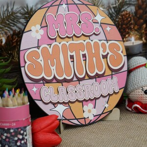 Disco Classroom Door Sign, Groovy Teacher Door Hanger, Back to School ...