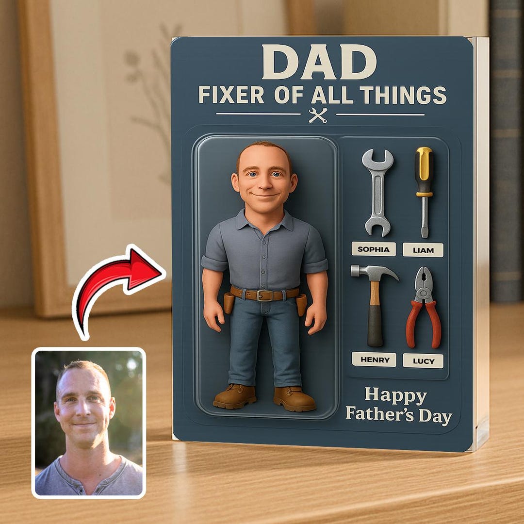 Custom Dad Figurine Acrylic Block, Fixer of All Things Gift ...