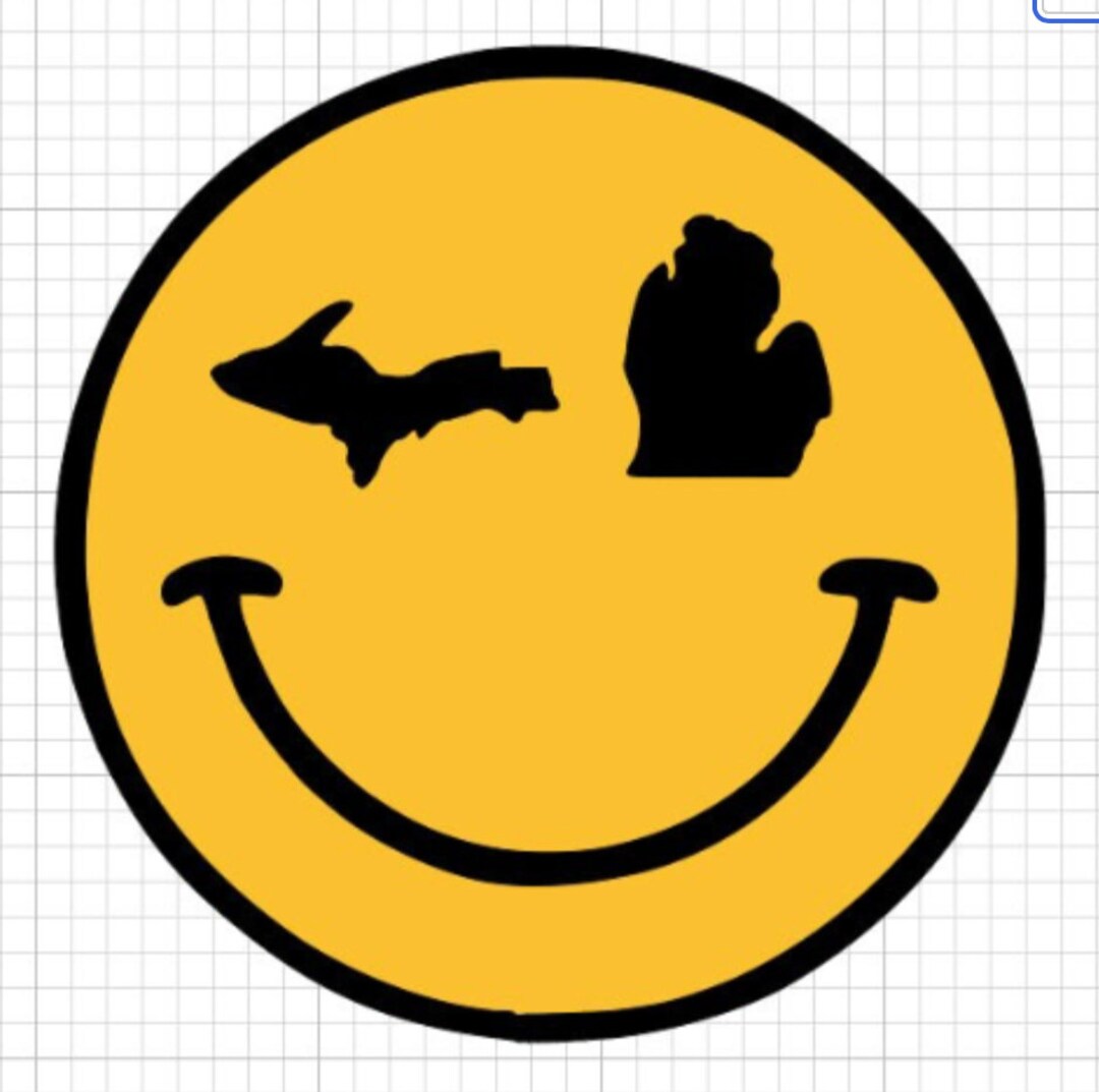 Michigan Winking Smile Smiling Face Sticker/decal - Etsy