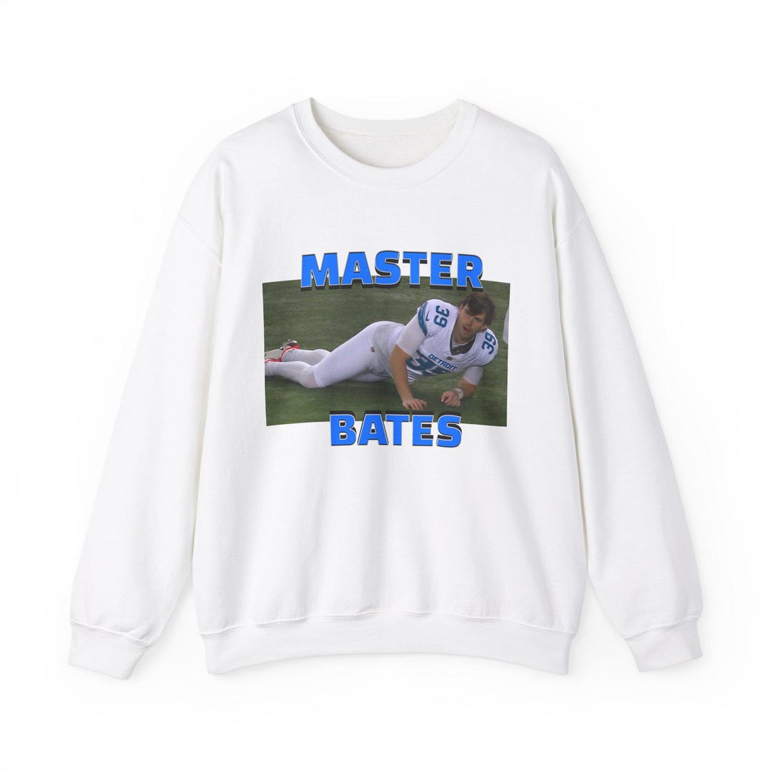 Master Bates Jake Bates Funny Meme Detroit Lions Kicker Punter Crewneck ...