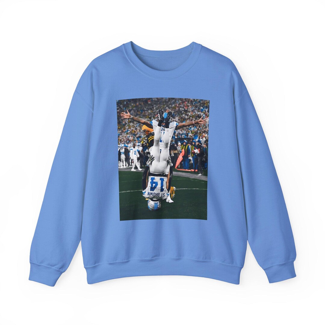 Detroit Lions Amon Ra St.brown Headstand Celebration Meme Crewneck ...