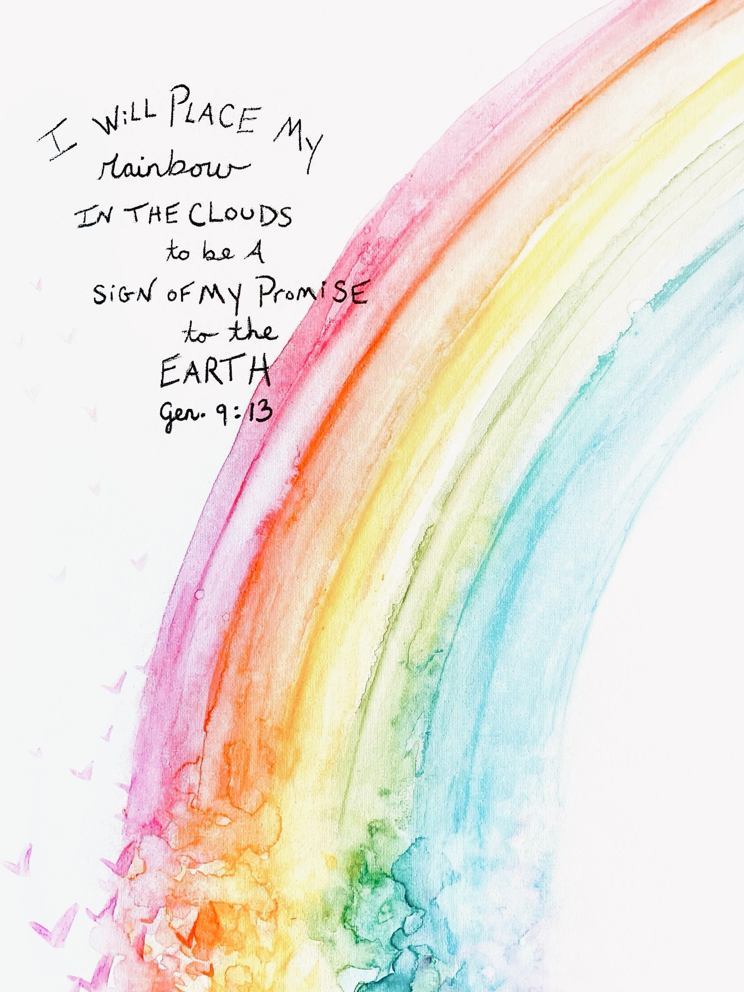 Rainbow Artwork Abstract Chirstian Bible Verse Painting Colorful Happy ...