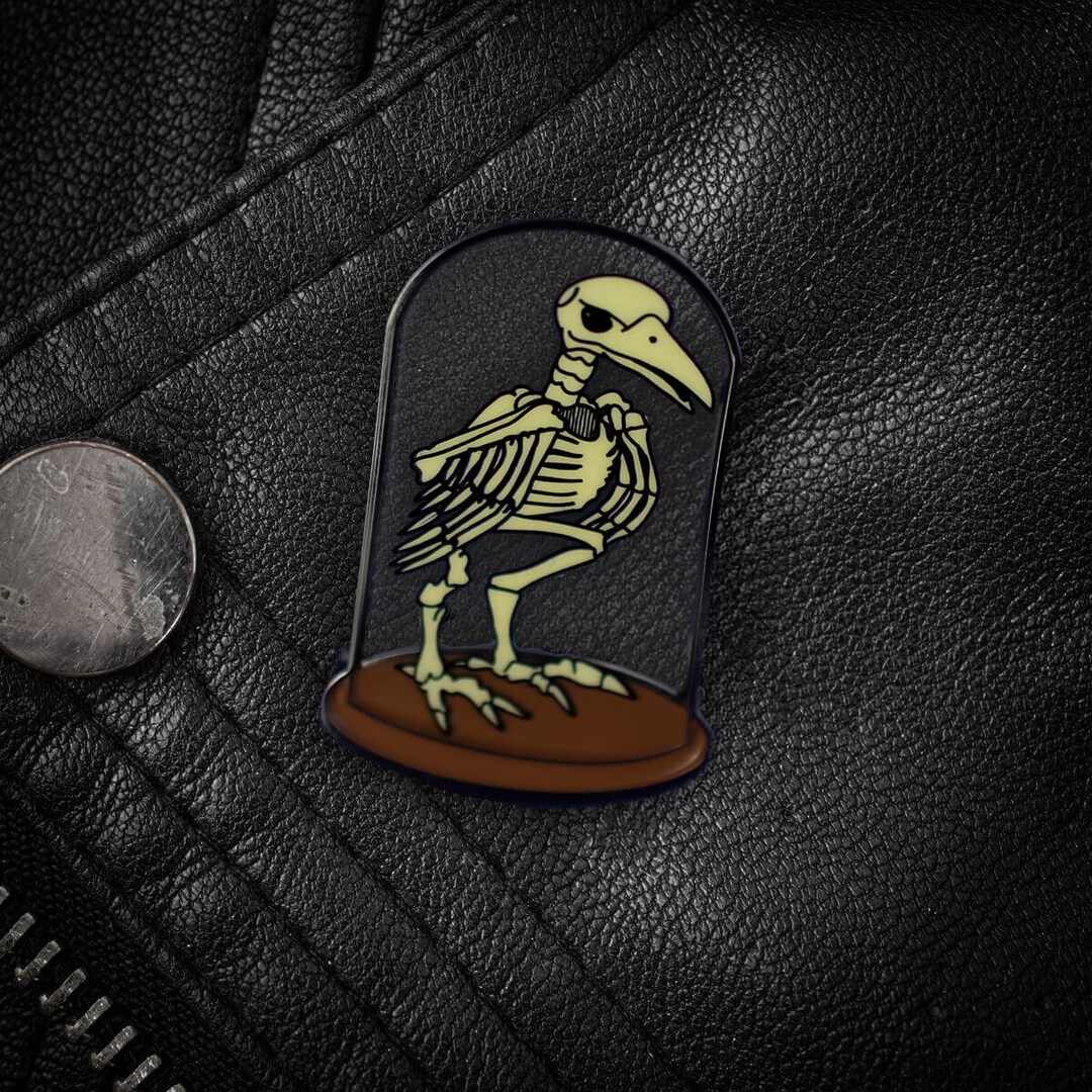 Crow Skeleton Enamel Pin | Occult Horror Halloween Goth Gothic Creepy ...
