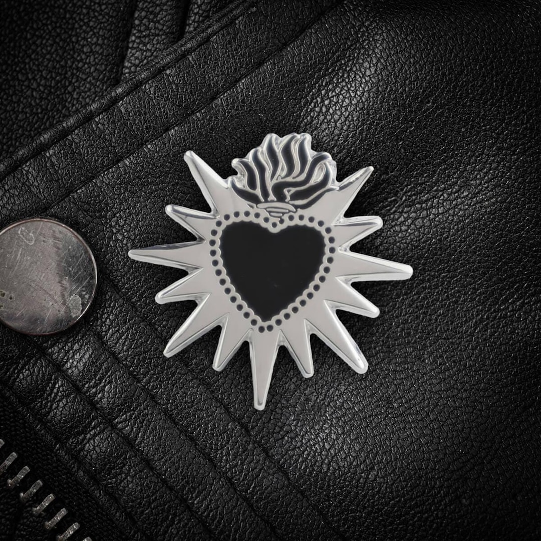 Black Sacred Heart Enamel Pin • Gothic Accessories Alternative Lapel ...