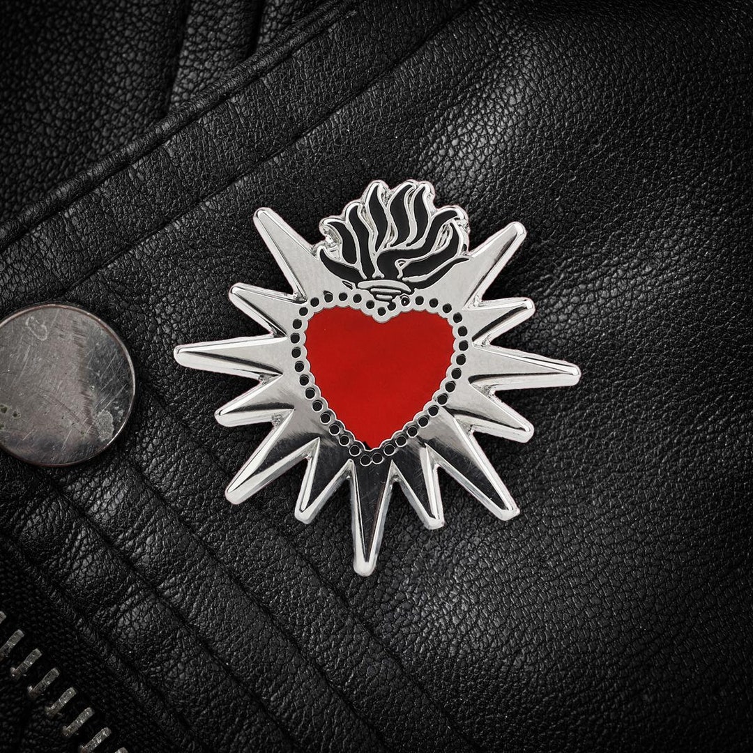 Red Sacred Heart Enamel Pin • Gothic Jewellery Gothic Accessories ...